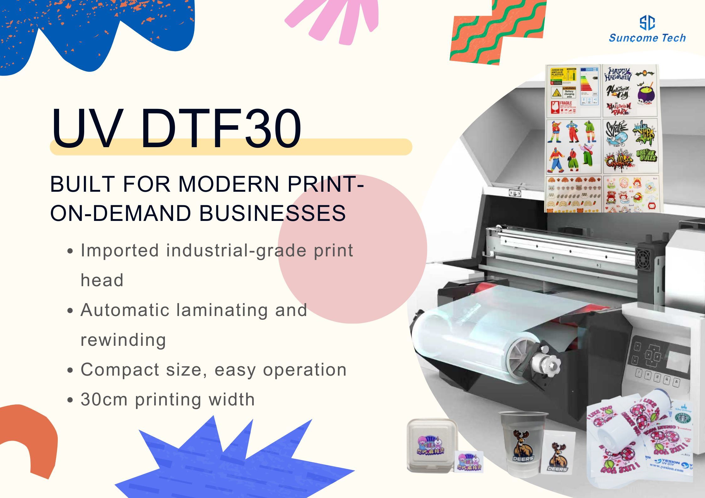 UV DTF 30: A Compact 30cm UV DTF Printer Built for Modern Print-on-Demand Businesses